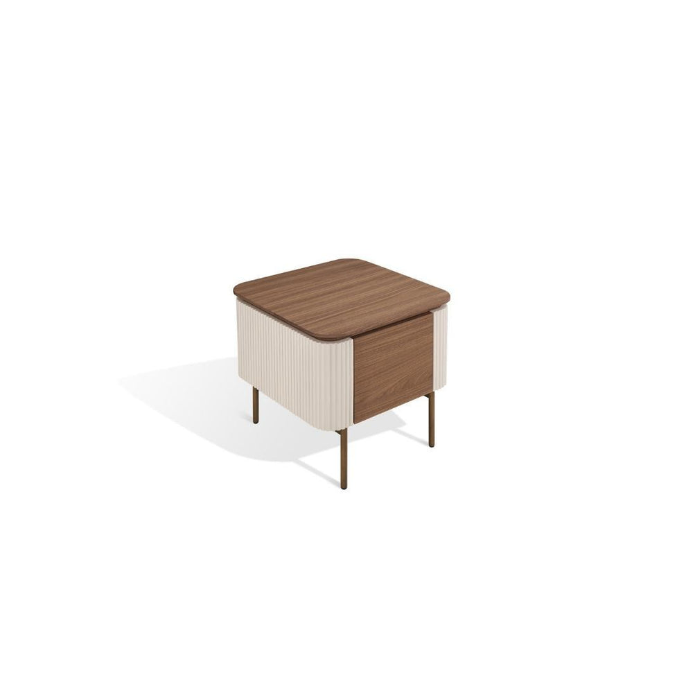 Verona Side Table (55cm) in Walnut & Copper Finish – HomesToLife